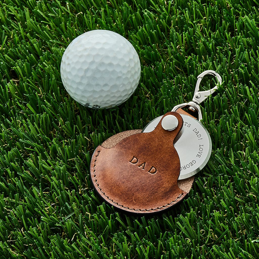 Personalised Golf Ball Marker with Leather Case Keyring - Create Gift Love