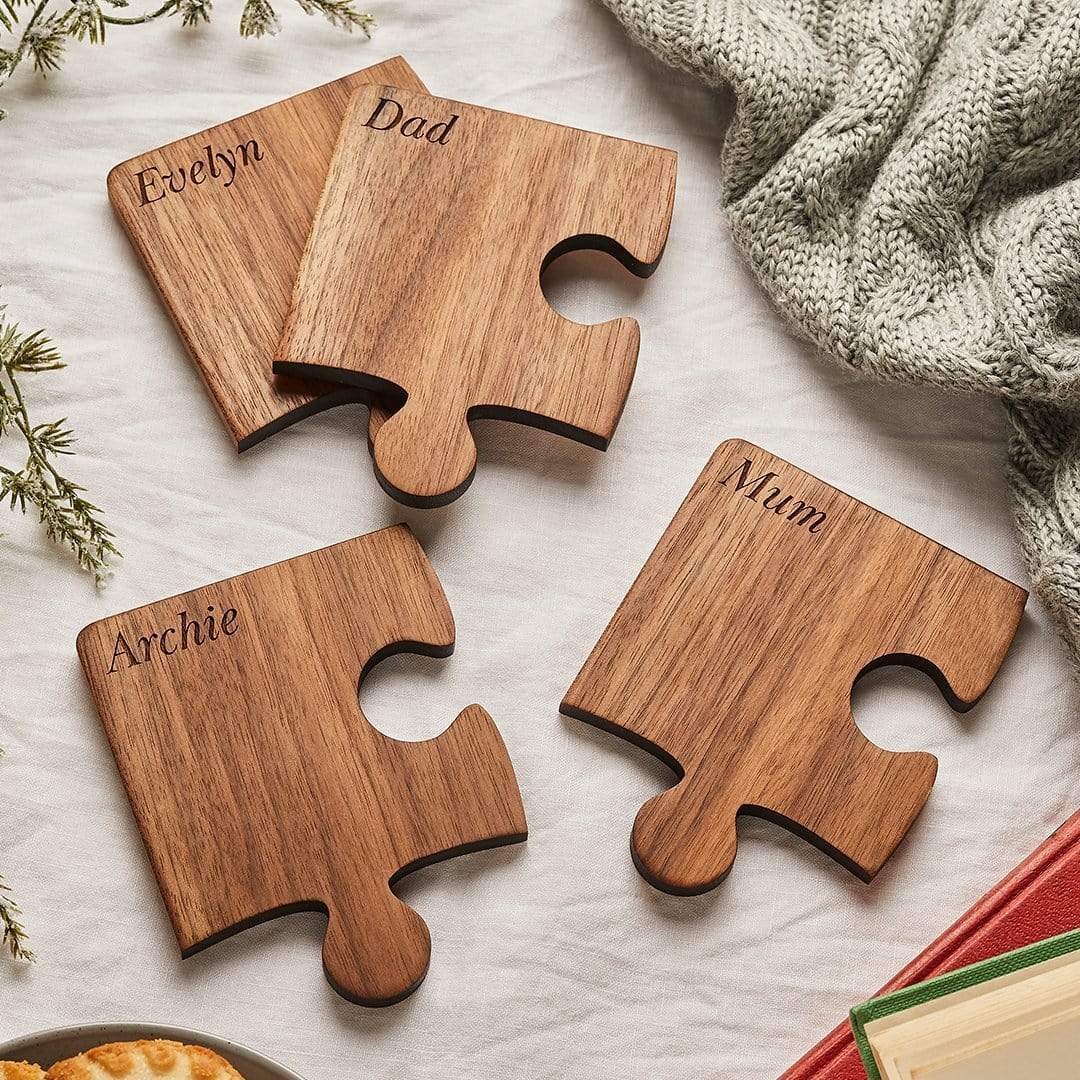 Personalised Wood Set Of Four Jigsaw Coasters | Create Gift Love ...
