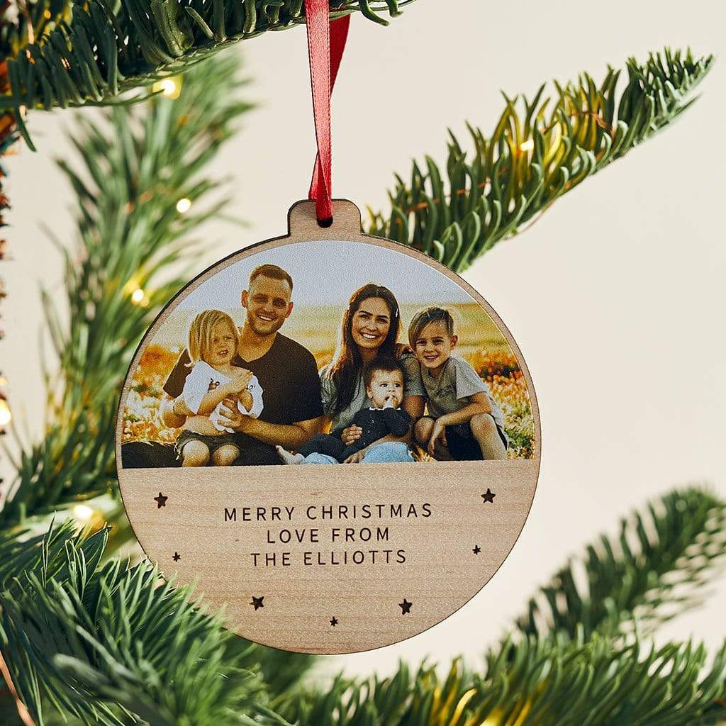 Personalised Wooden Photo Christmas Bauble Message | Create Gift Love ...